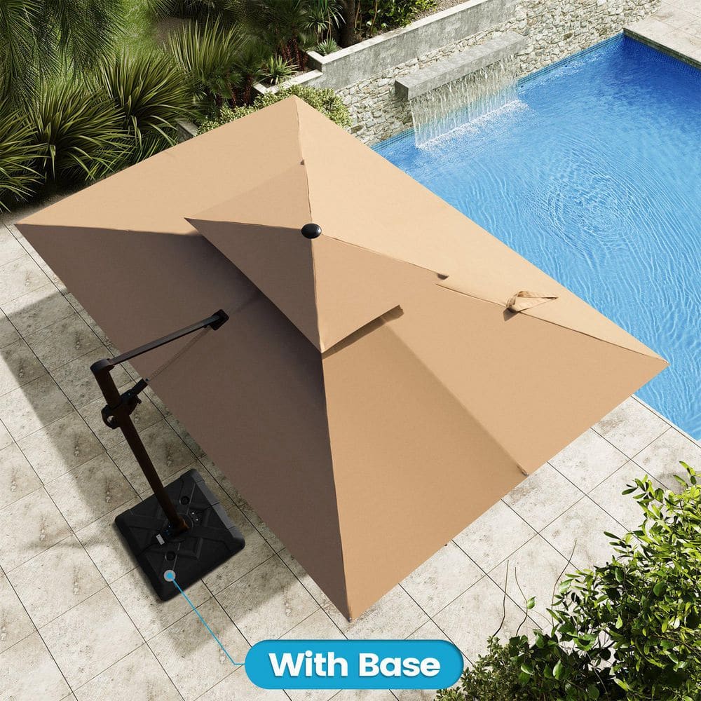 Crestlive Products 12 ft. x 9 ft. Outdoor Cantilever Rectangle Umbrella ...