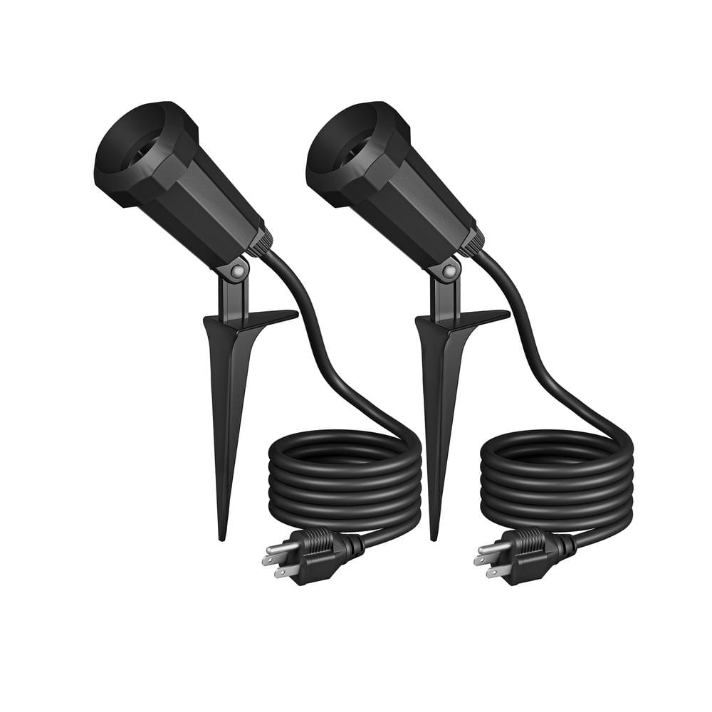 EDISHINE 120-Volt Black Plug in Outdoor Waterproof Spotlight with 6 ft ...