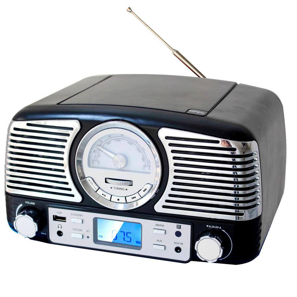 TechPlay Nastolgic Portable CD Player with Bluetooth in Black 985103584M