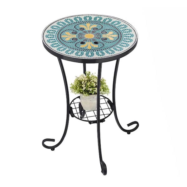 MOEPISY Outdoor Side Table Mosaic Patio Table Accent Tables Mosaic Tile ...