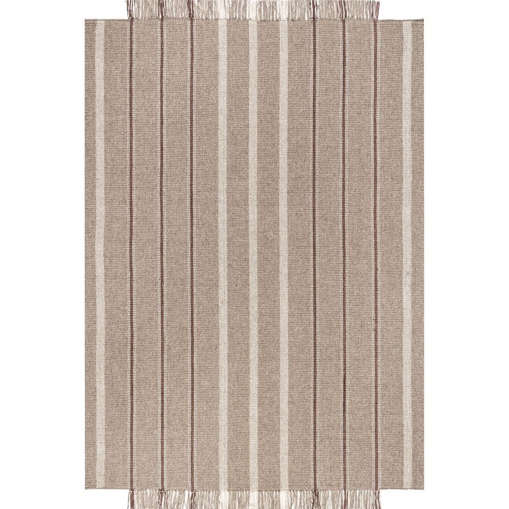 RUGS USA Toluca Striped Wool Taupe 4 ft. x 6 ft. Indoor Area Rug ...