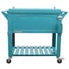 PERMASTEEL 80 Qt. Teal Antique Furniture Style Rolling Patio Cooler PS ...