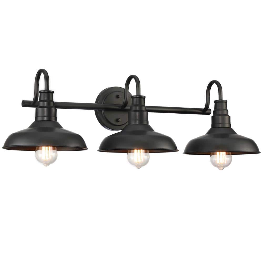 Pia Ricco 31.13 in. 3-Light Black Barn Light Bathroom Vanity Light ...