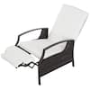 Outsunny Plastic Rattan Outdoor Recliner Chair with Comfortable Padded ...