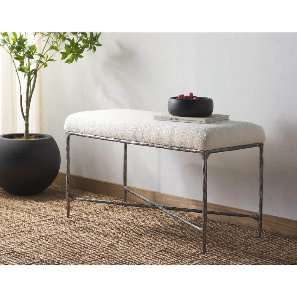 SAFAVIEH Mandy Ivory/Black Entryway Bench 36 in. SFV9527A - The Home Depot