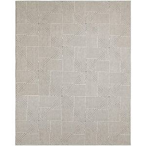 Nourison Textured Home Charcoal Ivory 8 ft. x 10 ft. Geometric ...