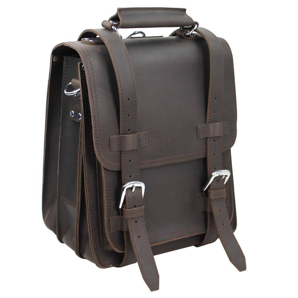 Vagarant 14 in. Classic Heavy Duty Full Leather Backpack with Large ...
