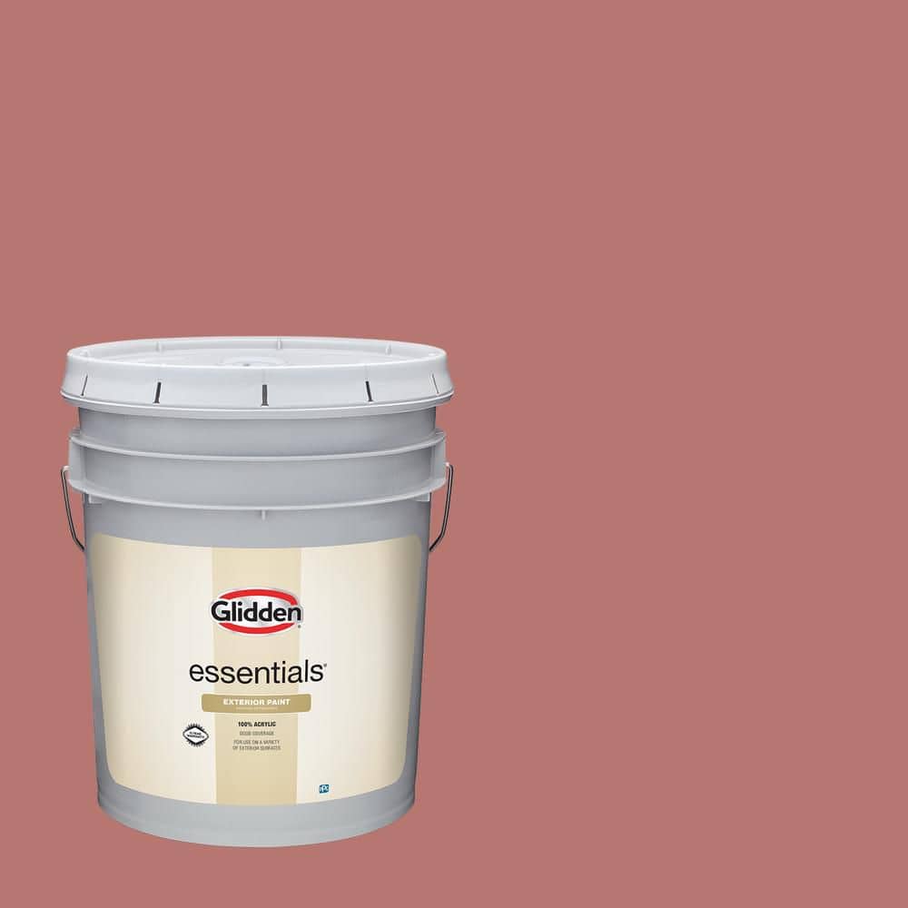 Glidden Essentials 5 gal. PPG1056-5 Earth Rose Satin Exterior Paint ...