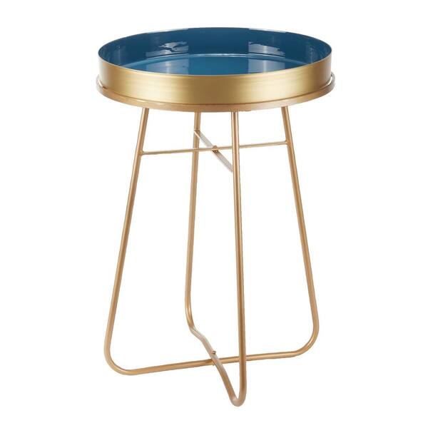 Litton Lane Blue Metal Contemporary Accent Table 97413 - The Home Depot