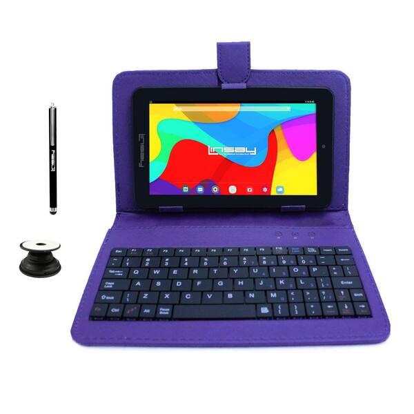 LINSAY 7 in. 2GB RAM 32GB Storage Android 12 Tablet with Purple Leather ...
