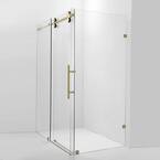 ROSWELL Spezia 60 in. W x 78 in. H Rectangular Single Sliding Frameless Corner Shower Enclosure ...