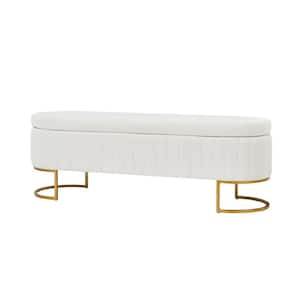 JAYDEN CREATION Hilario Dove 55.5 in. W Bedroom Storage Bench with ...