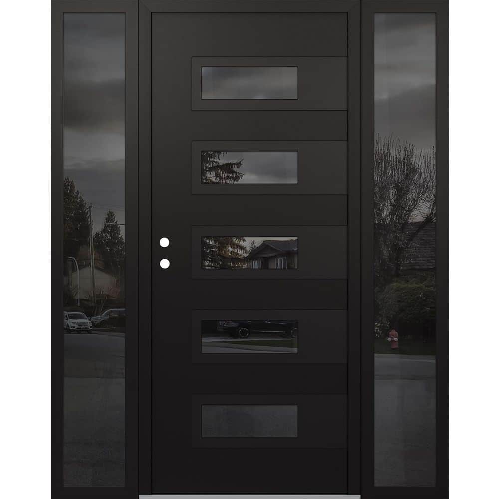 Tessari Doors D3 68 in. x 80 in. Black P Right-Hand/Inswing Mirrored ...
