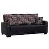 Ottomanson Goliath Collection Convertible 87 in. Black Faux Leather 3 ...