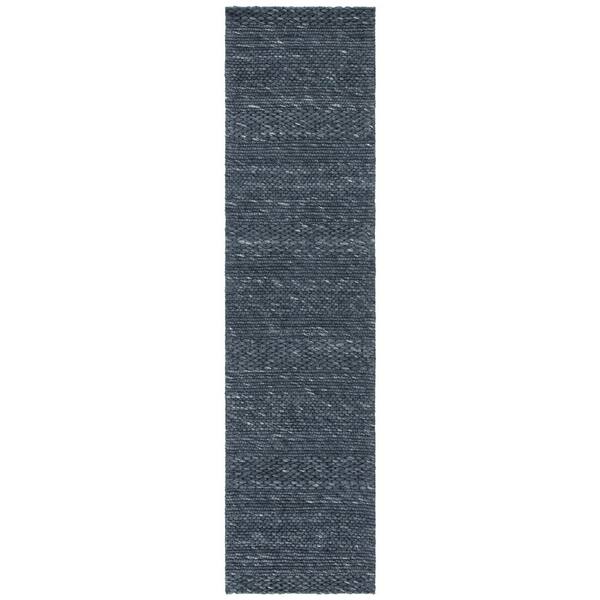 SAFAVIEH Marbella Charcoal 2 ft. x 9 ft. Striped Solid Color Runner Rug ...
