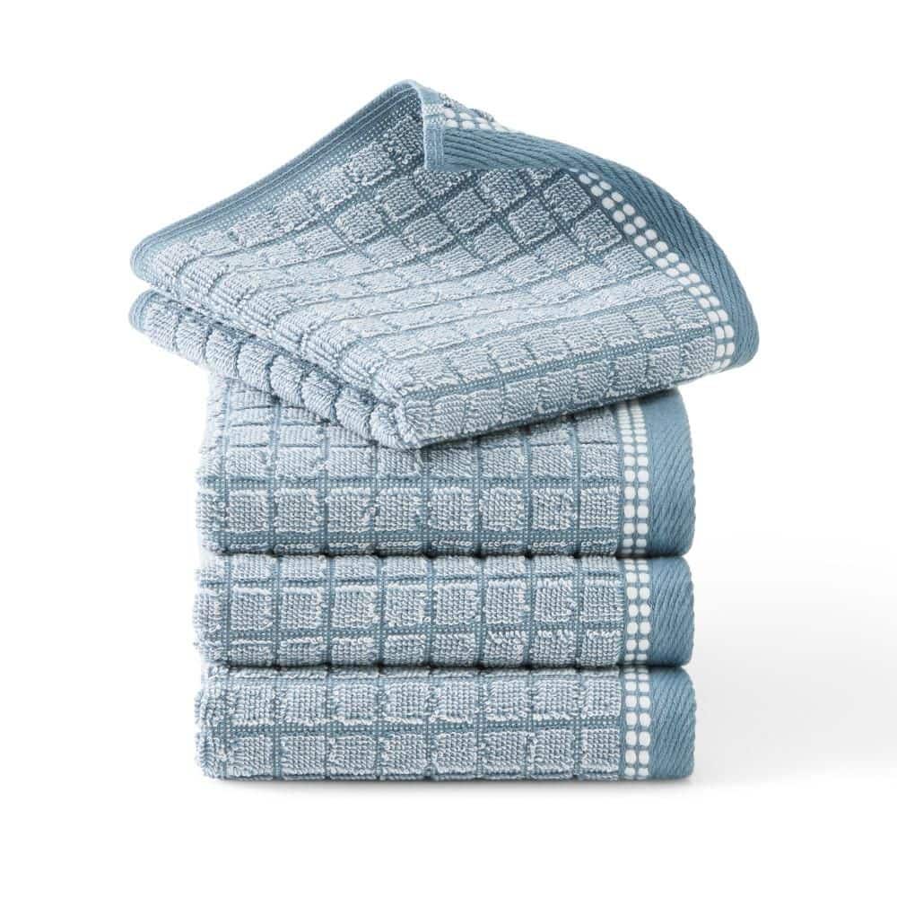 TOWN & COUNTRY LIVING Windowpane Textured Cotton 13 in. x 13 in. Blue ...