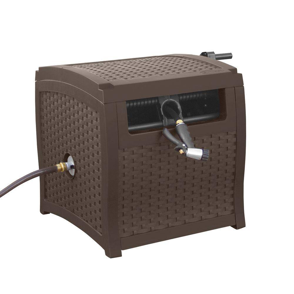 Hampton Bay 225 ft. Wicker Smart Trak Hideaway Hose Reel with Aluminum ...