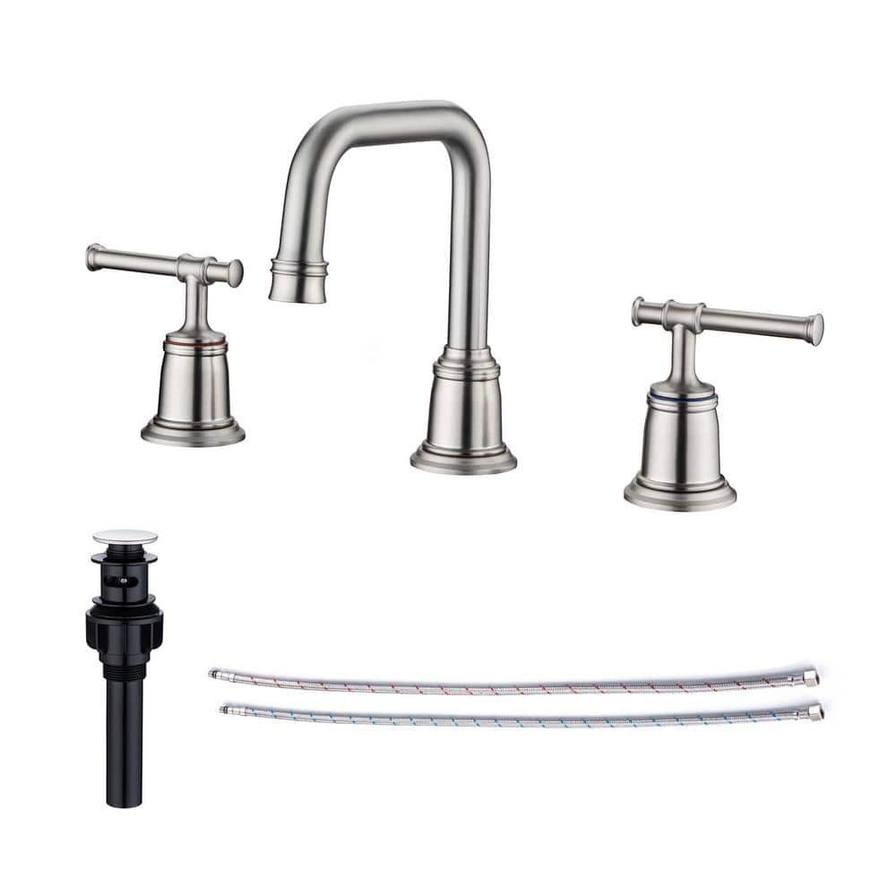 RAINLEX 8 in. Widespread Double Handle Bathroom Faucet with Drain ...