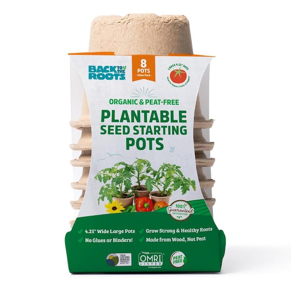 Back to the Roots Organic and Plantable Seed Starting Pots (8-Pack ...