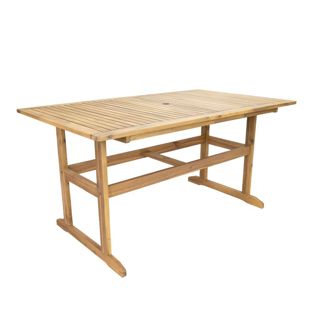 Sunnydaze Hatteras Acacia Wood Outdoor Dining Table-Natural Oil Finish ...