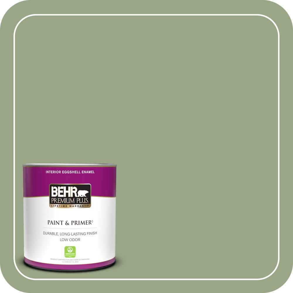 BEHR PREMIUM PLUS 1 qt. #MQ6-51 Fern Leaf Eggshell Enamel Low Odor ...