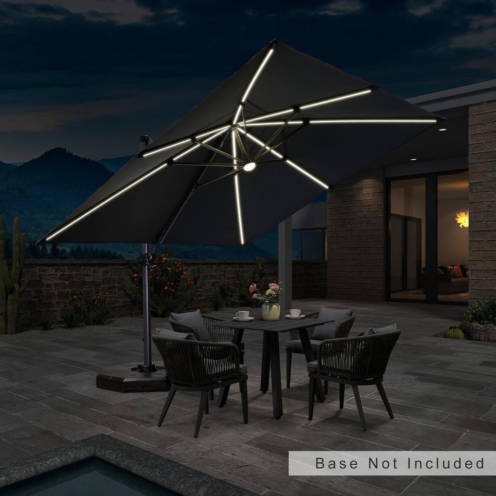 PURPLE LEAF 10 ft. Square Patio Solar Powered LED Cantilever Umbrella ...