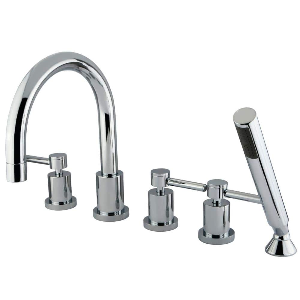 Kingston Brass Concord 3-Handle Deck-Mount Roman Tub Faucet in Polished ...