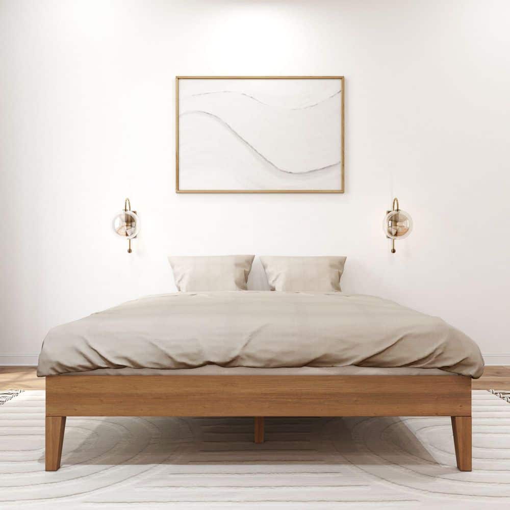 PLANK+BEAM Plank plus 3Beam Pecan Solid Wood Queen Size Platform Bed ...