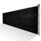 44 in. x 50 ft. Black Mesh Fabric Privacy Fence Screen with Integrated ...