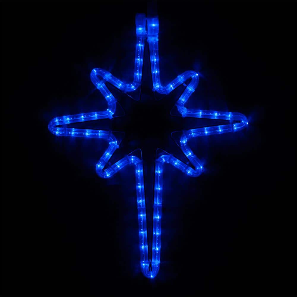 Wintergreen Lighting 18 in. 65-Light LED Blue Hanging Bethlehem Star ...
