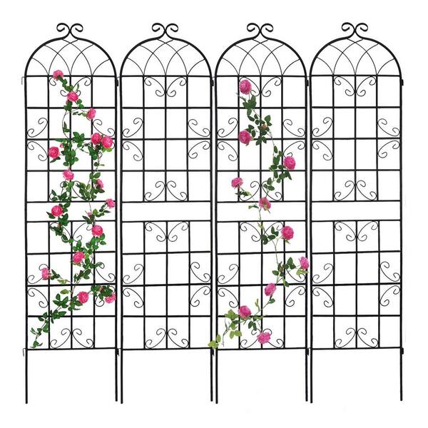 86.7 in. H Black Metal Garden Trellis Decorative Trellis for Climbing ...