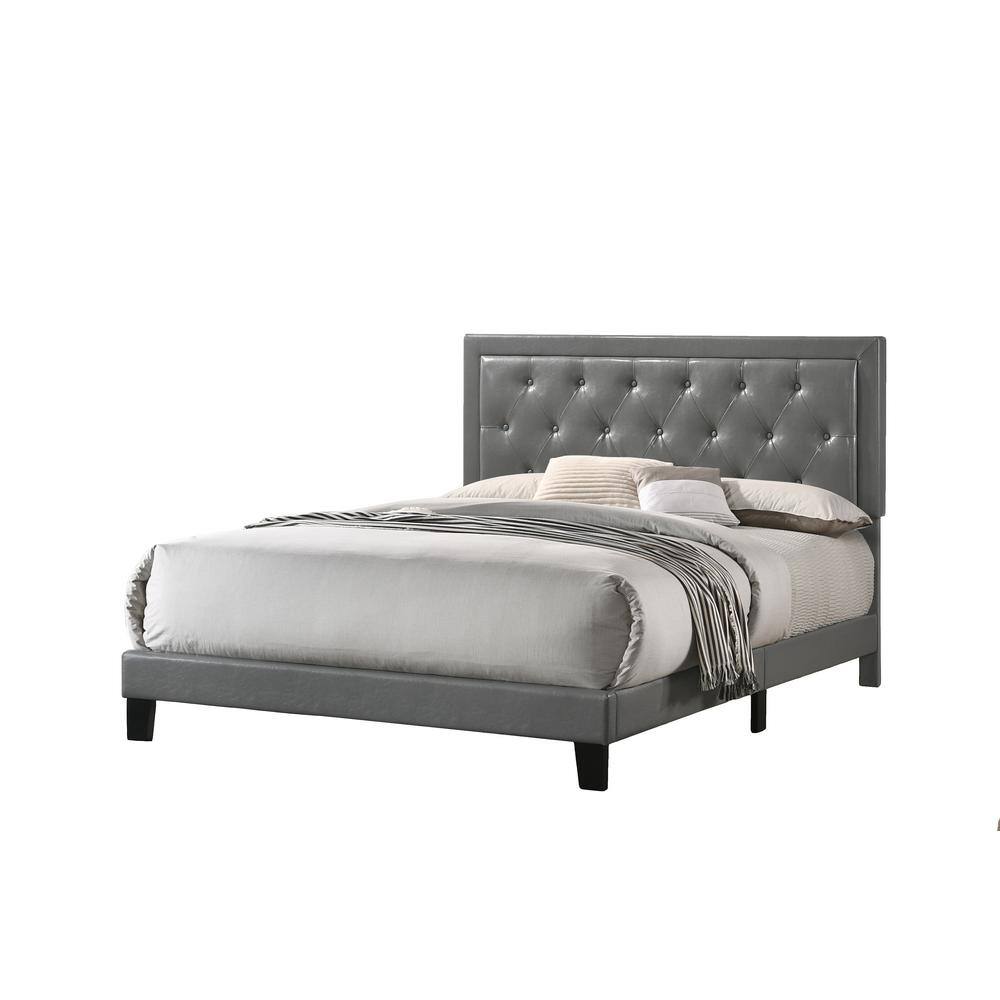 Best Quality Furniture Maddy Gray Faux Leather Upholstered Panel Full ...