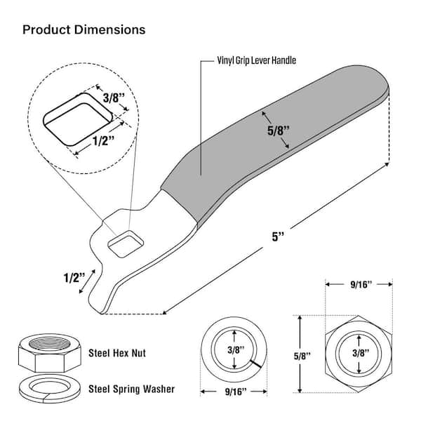PLUMBFLEX Replacement Lever Handle for 3/4 in. Ball Valve, Stainless ...