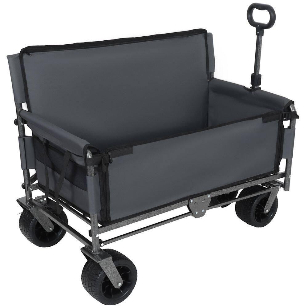 6.4 cu. ft. Fabric Folding Garden Cart, 2-in-1 Wagon and Bench Cart in ...