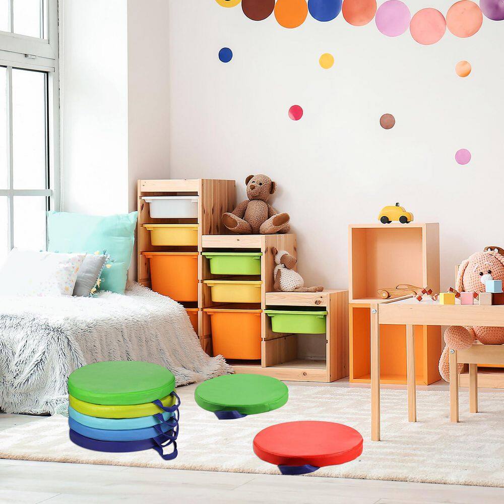 Classic Color Round Floor Cushions with Handle for Kids, Set of 12 ...