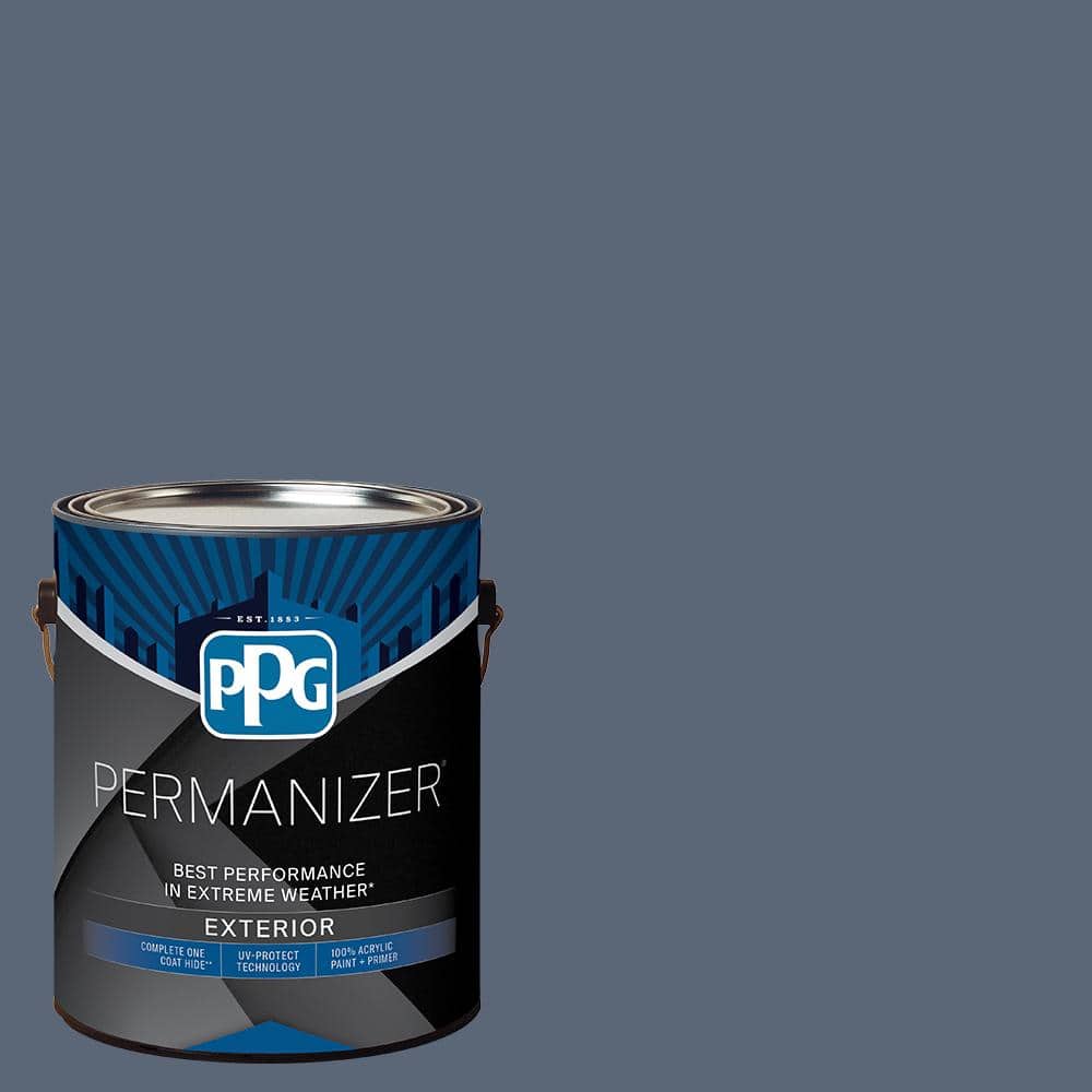 PERMANIZER 1 gal. PPG1042-6 Blue Zephyr Flat Exterior Paint PPG1042-6PZ ...