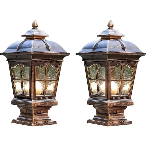 MOEPISY 2 Pack Outdoor Post Light, Antique Bronze Post Lamp Fixture ...