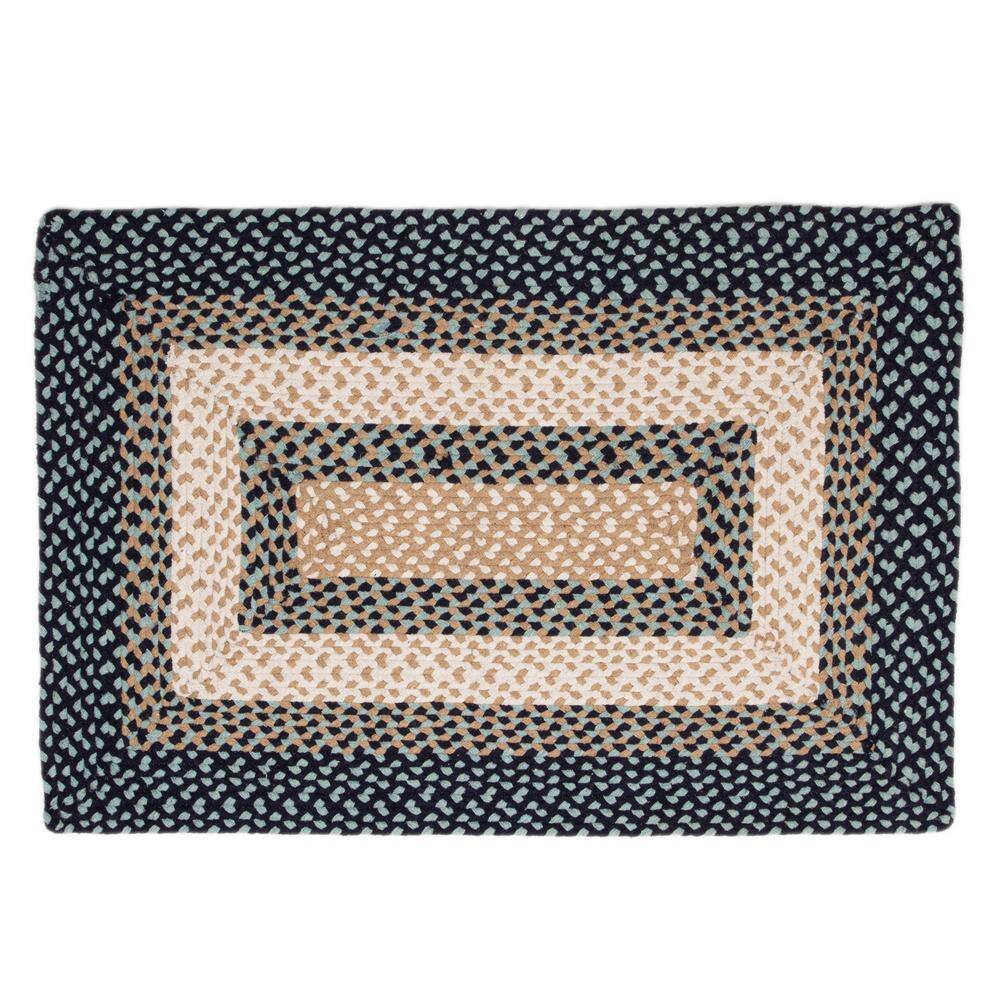 Super Area Rugs Waterbury Rectangle Blue and Cream 4 ft. X 6 ft. Cotton ...