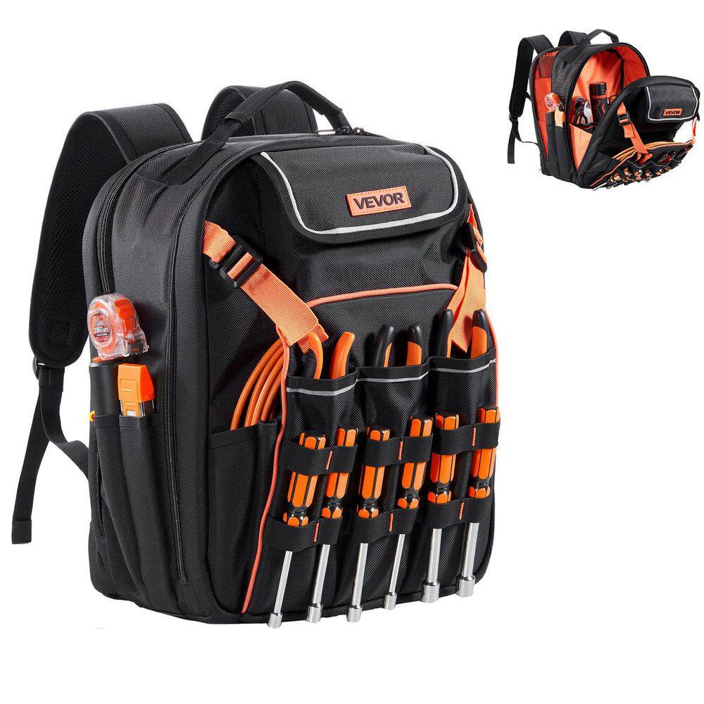 VEVOR Tool Backpack, 45 Pockets, Heavy-duty Tools Storage Organizer ...