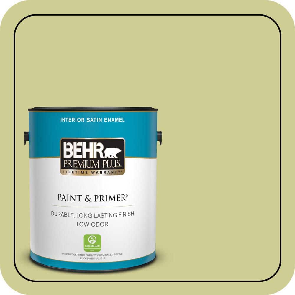 BEHR PREMIUM PLUS 1 gal. #M340-4 Wasabi Satin Enamel Low Odor Interior ...