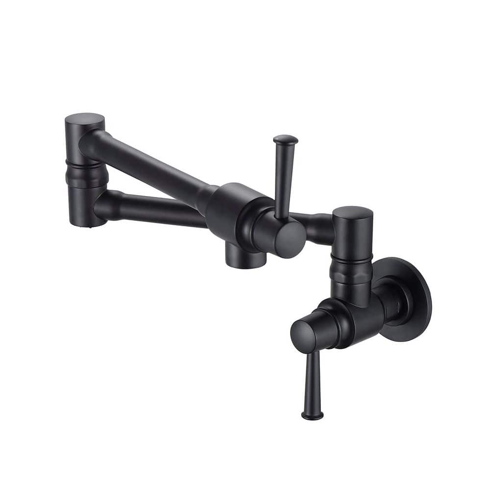 Wall Mount Kitchen Faucet Pot Filler Faucet Double-Handle in Matte Black L-C075B - The Home Depot