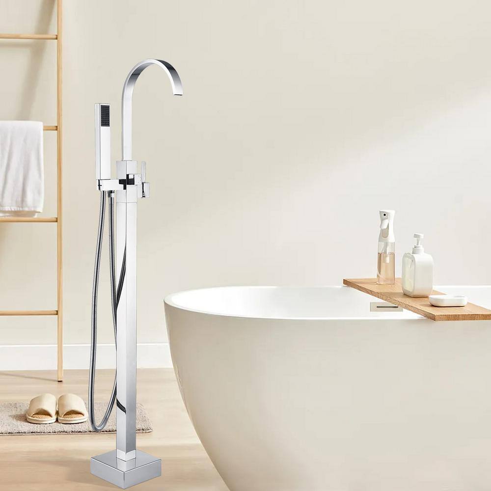 Satico Single-Handle Classical Freestanding Bathtub Faucet with Hand ... Satico Single-Handle Classical Freestanding Bathtub Faucet with Hand ...