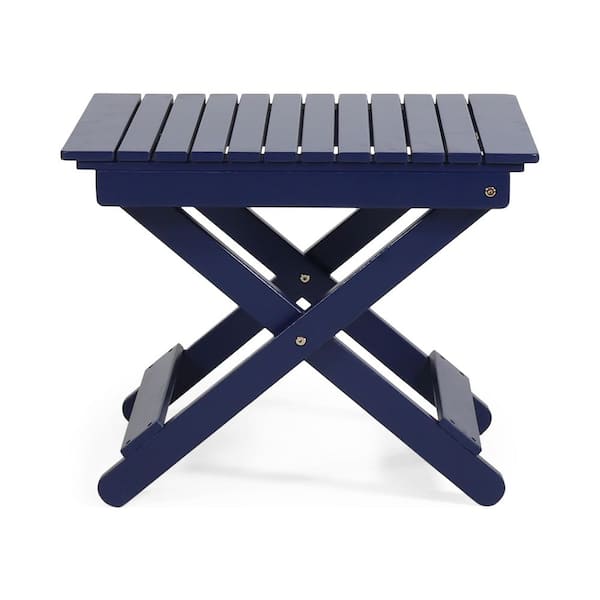 TIRAMISUBEST Navy Blue Wood Outdoor Side Table with Folding JMXS000179 ...