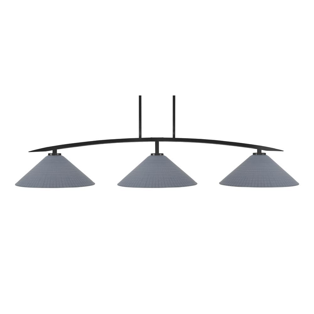 Siena 3-Light Matte Black Billiard-Light with Gray Matrix Glass ...