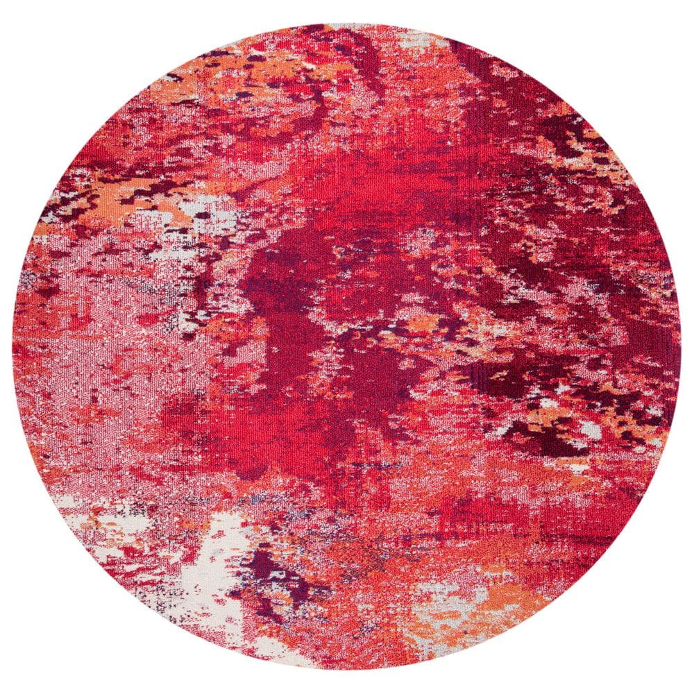 SAFAVIEH Madison Red/Ivory 7 ft. x 7 ft. Abstract Gradient Round Area ...
