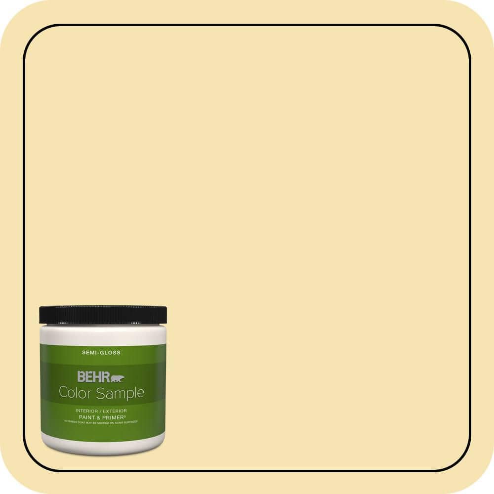 BEHR PREMIUM PLUS 8 oz. #370C-3 Sweet Corn Semi-Gloss Interior/Exterior ...