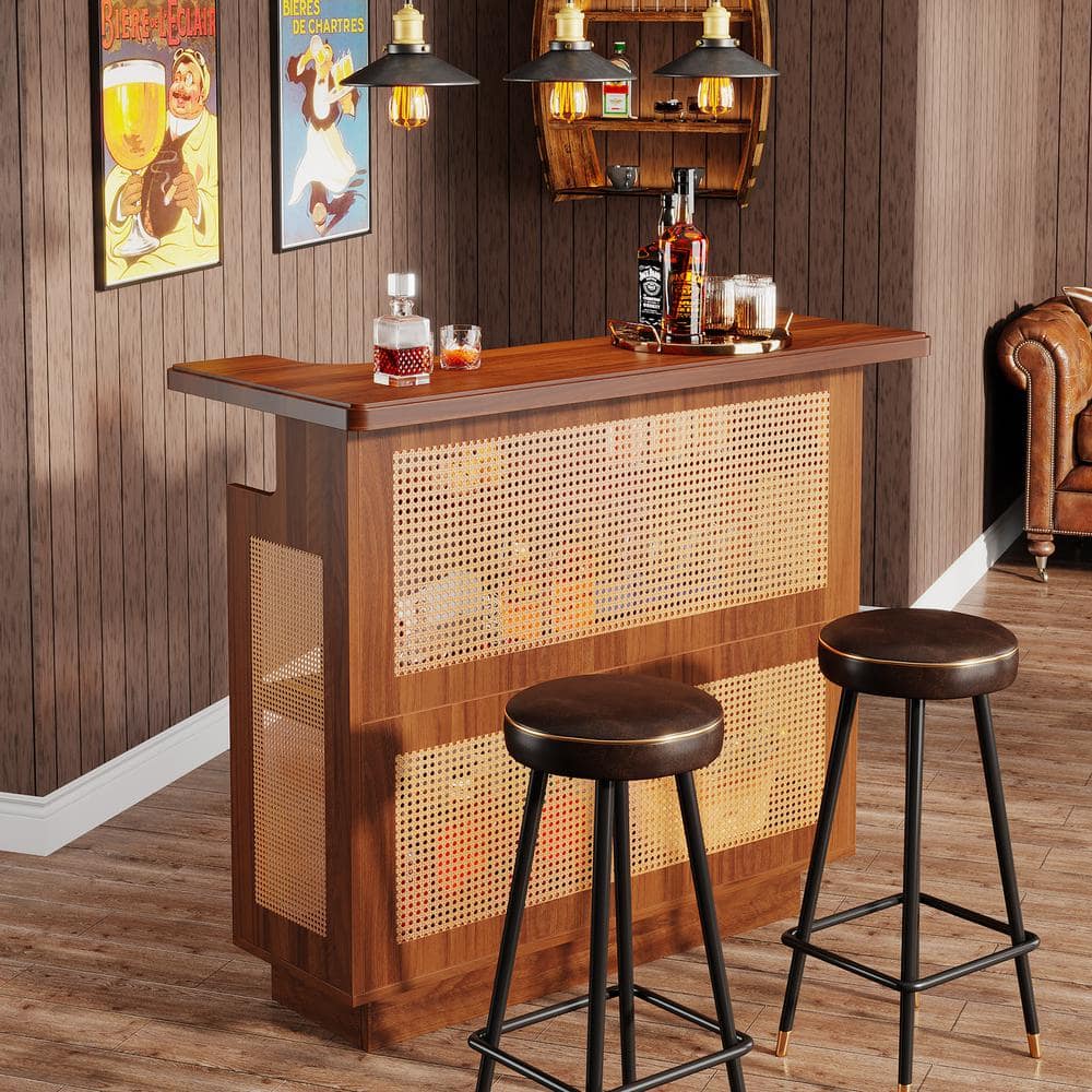 Reviews for BYBLIGHT Kearsten 43.3 in. Rattan Home Bar Unit, Farmhouse ...