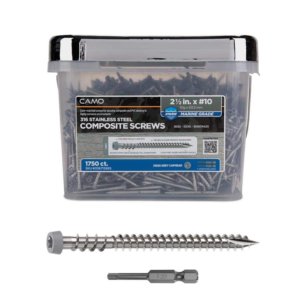 CAMO #10 2-1/2 in. 316 Stainless Steel Star Drive Gray Composite Deck ...