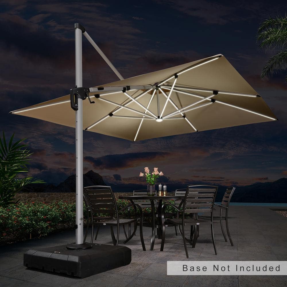 PURPLE LEAF 11 ft. Square Solar Powered LED Patio Umbrella Outdoor ...