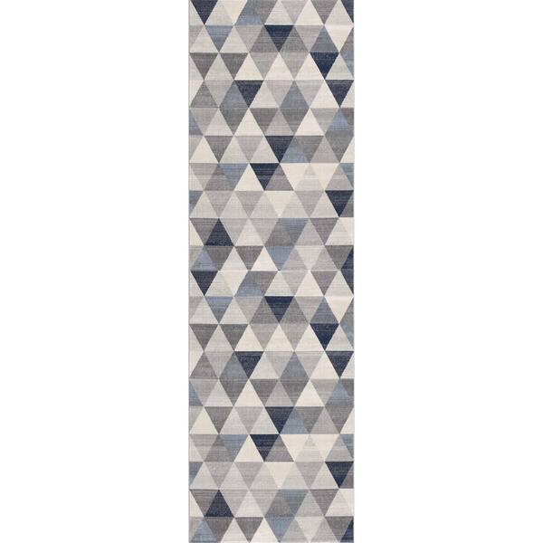 Rug Branch Havana Blue Beige, 2 ft. x 17 ft. Geometric Indoor Coastal ...